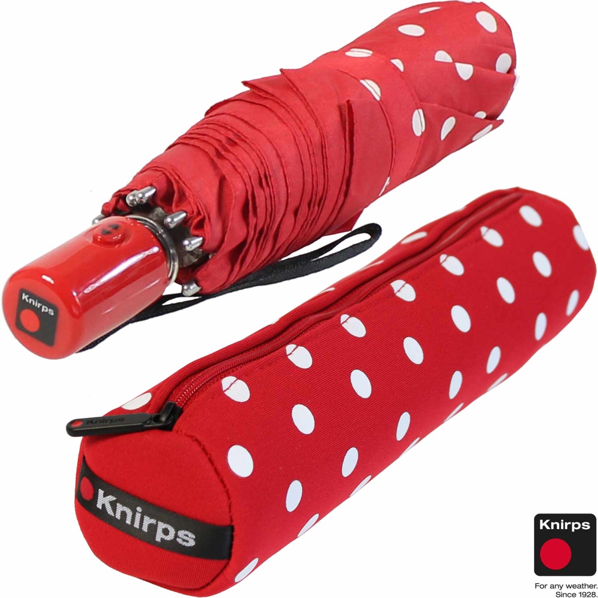 Knirps Mini Taschenschirm Slim Duomatic im Neopren-Case gepunktet - P